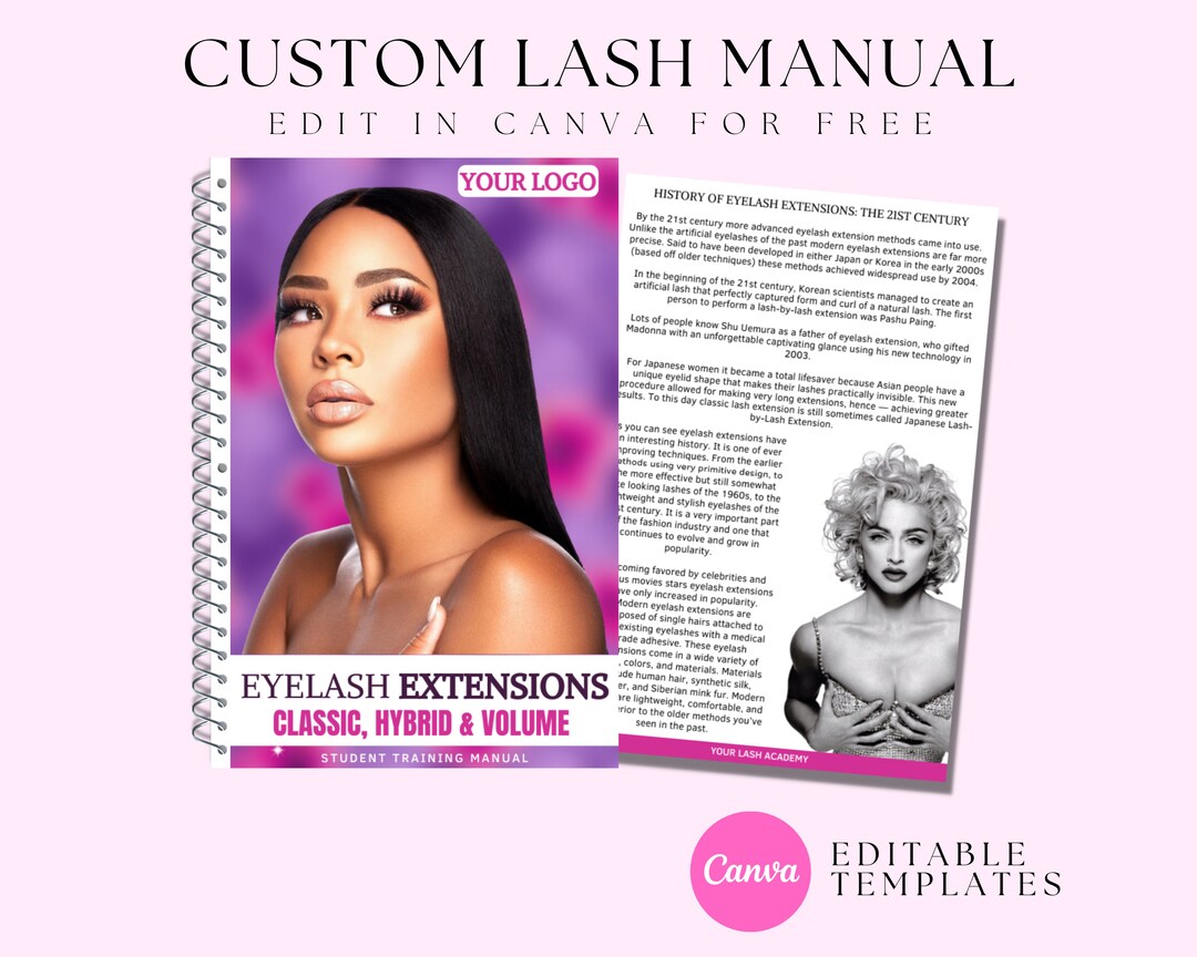 Custom Eyelash Extensions Training Manual Editable Lash Training