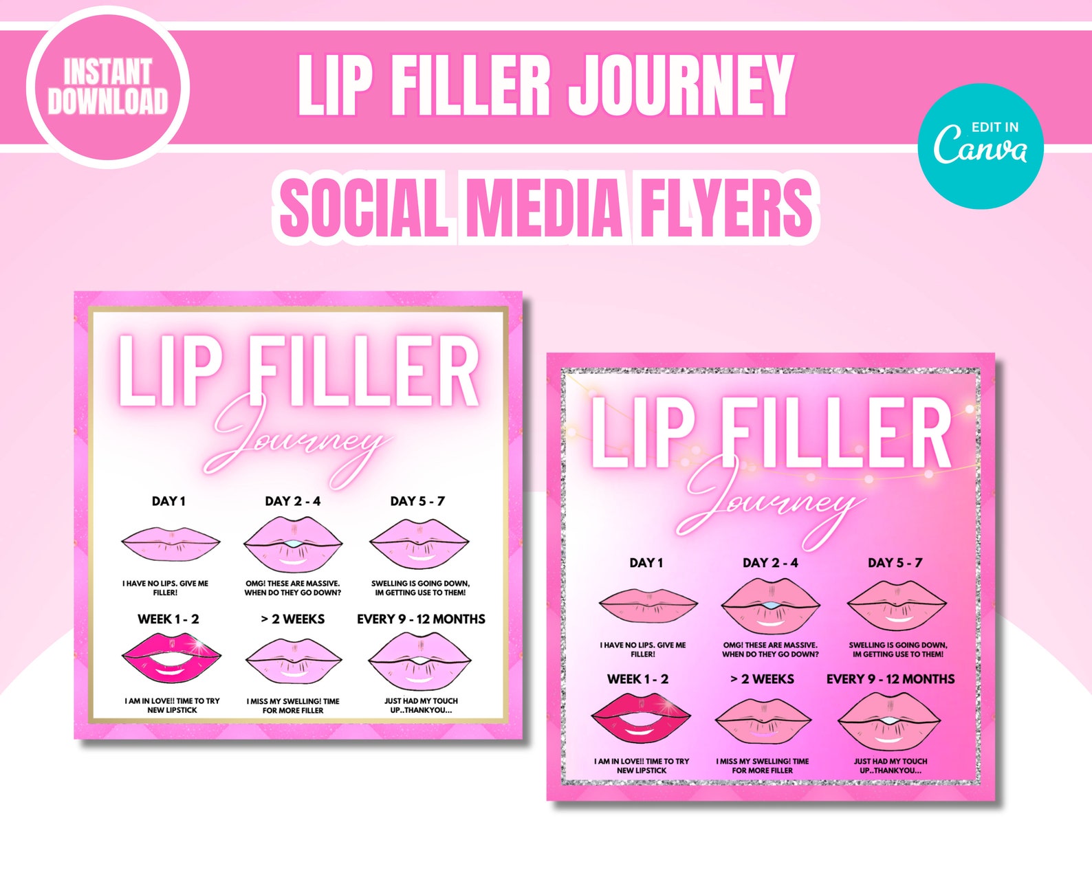 Lip Filler Journey Flyer, Lip Injections Templates, Lip Fillers, Nurse ...