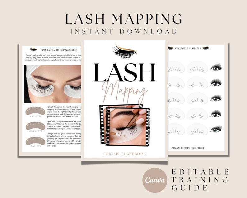 Lash Mapping Student Handbook, Lash Map Training Guide, Lash Maps Workbook, Student, Tutor, Lash ...