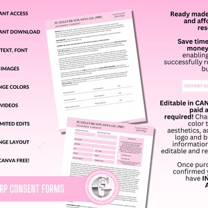 Platelet Rich Plasma Consent Forms, PRP Facials Forms, Client Intake ...