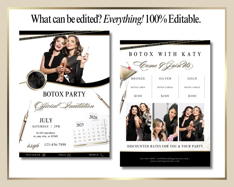 Botox Party Flyer, Botox Party Invitation, Small Business Aesthetics ...