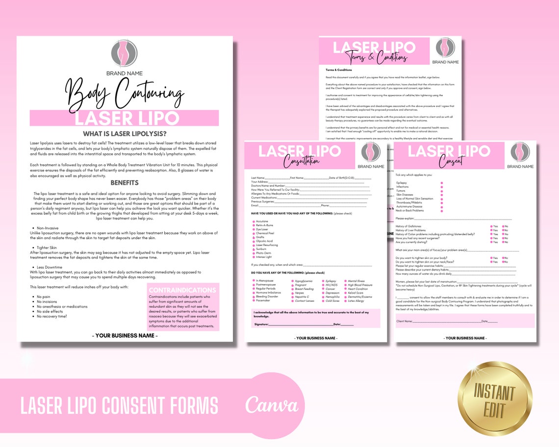 Laser Lipo EDITABLE Consent Forms, Bodyworkers Consent, Sculpting Form ...