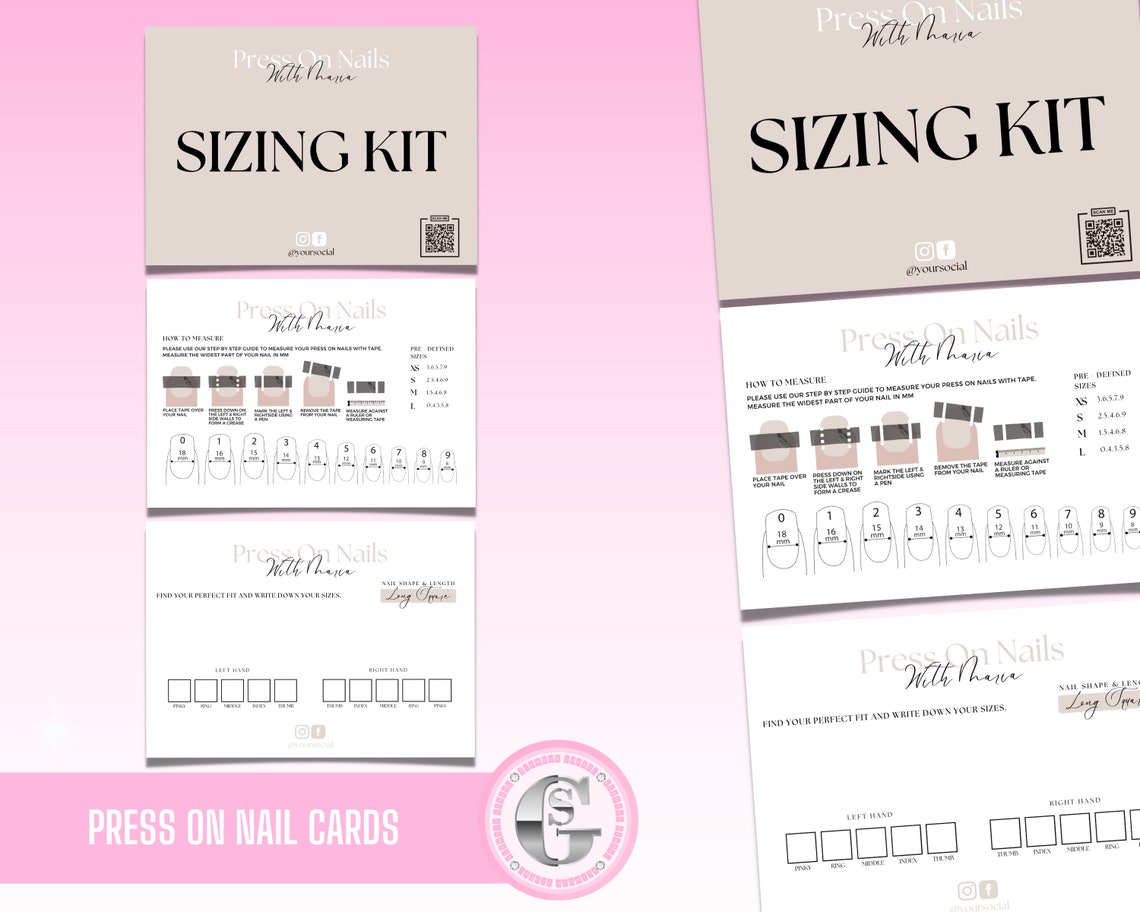 Press on Nail Sizing Kit, Press on Nails Chart Card, Press on Nails ...