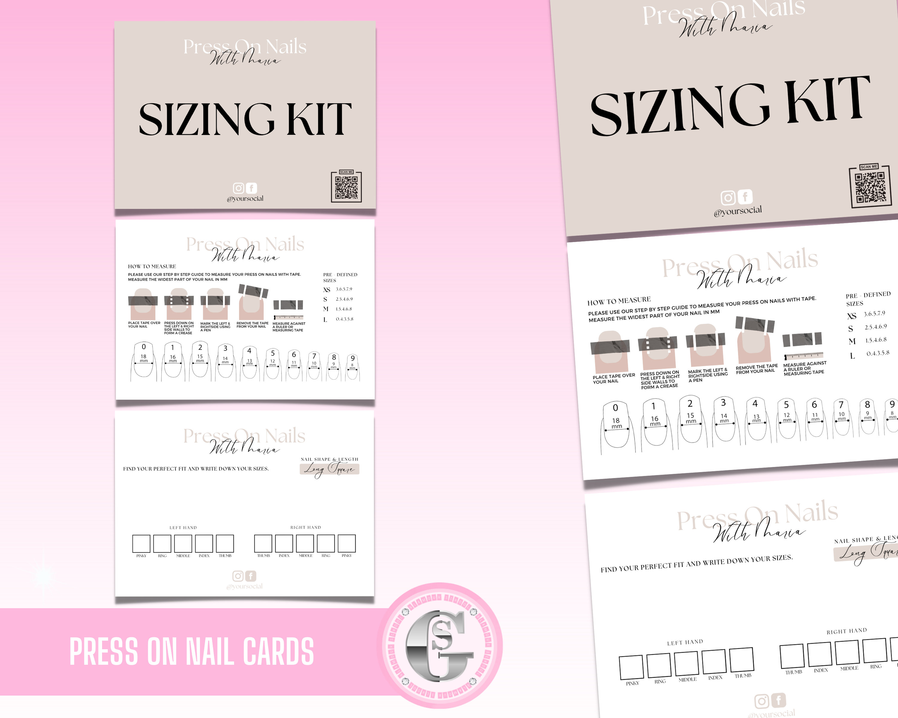 Press on Nail Sizing Kit, Press on Nails Chart Card, Press on Nails ...
