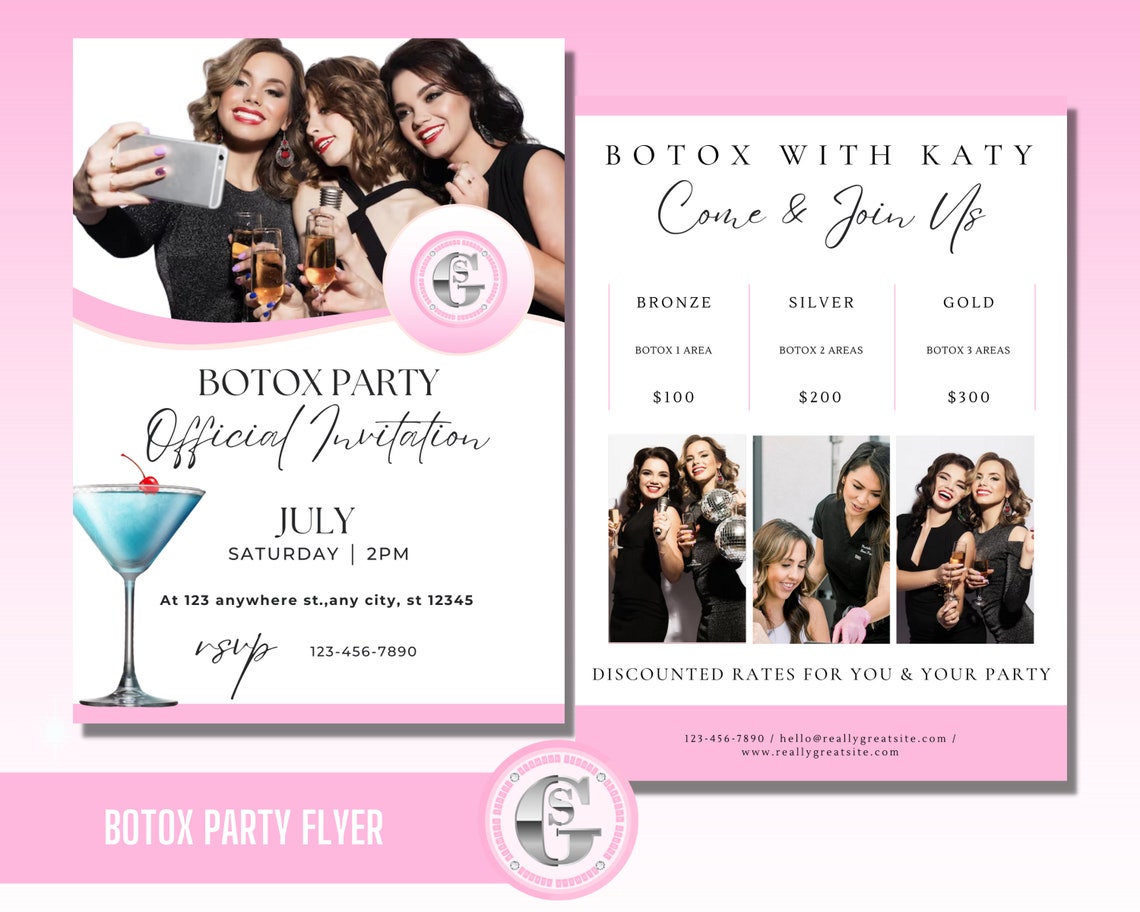 Botox Party Flyer, Botox Party Invitation, Small Business Beauty ...