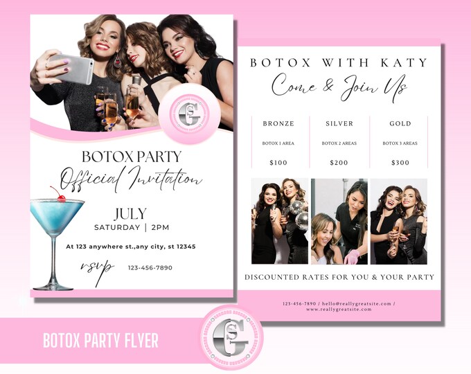 Botox Party Flyer, Botox Party Invitation, Small Business Beauty ...