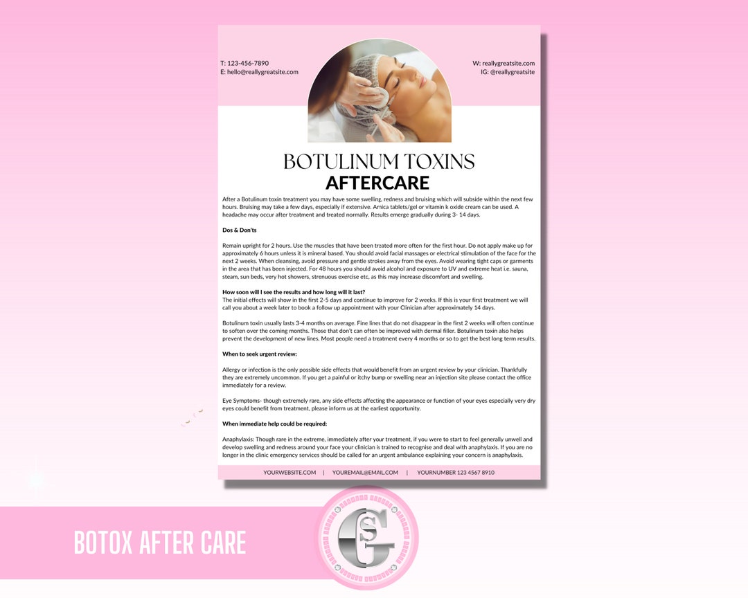 Botox Aftercare, Botulinum Toxins Client Care, Small Business Beauty ...