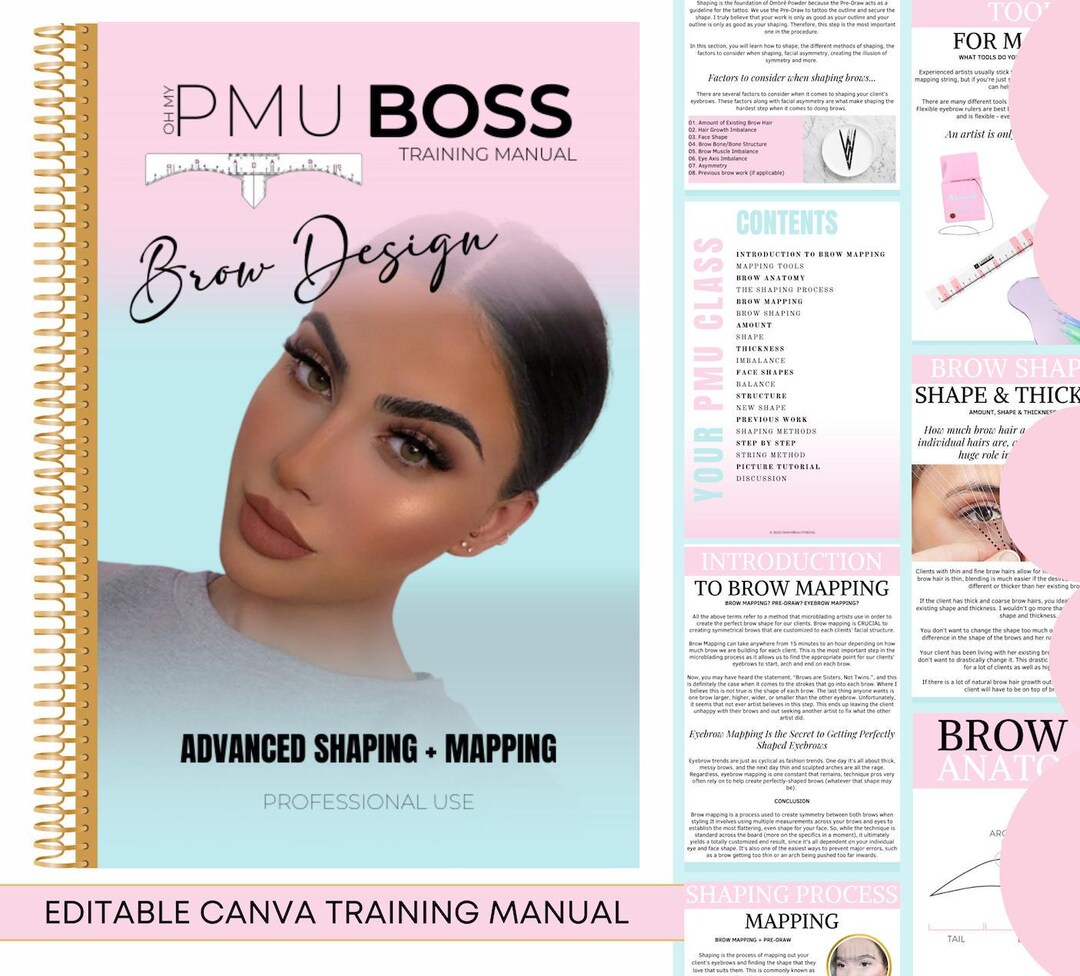 PMU Artist Brow Mapping Practice Workbook, Mapping Practice Course ...