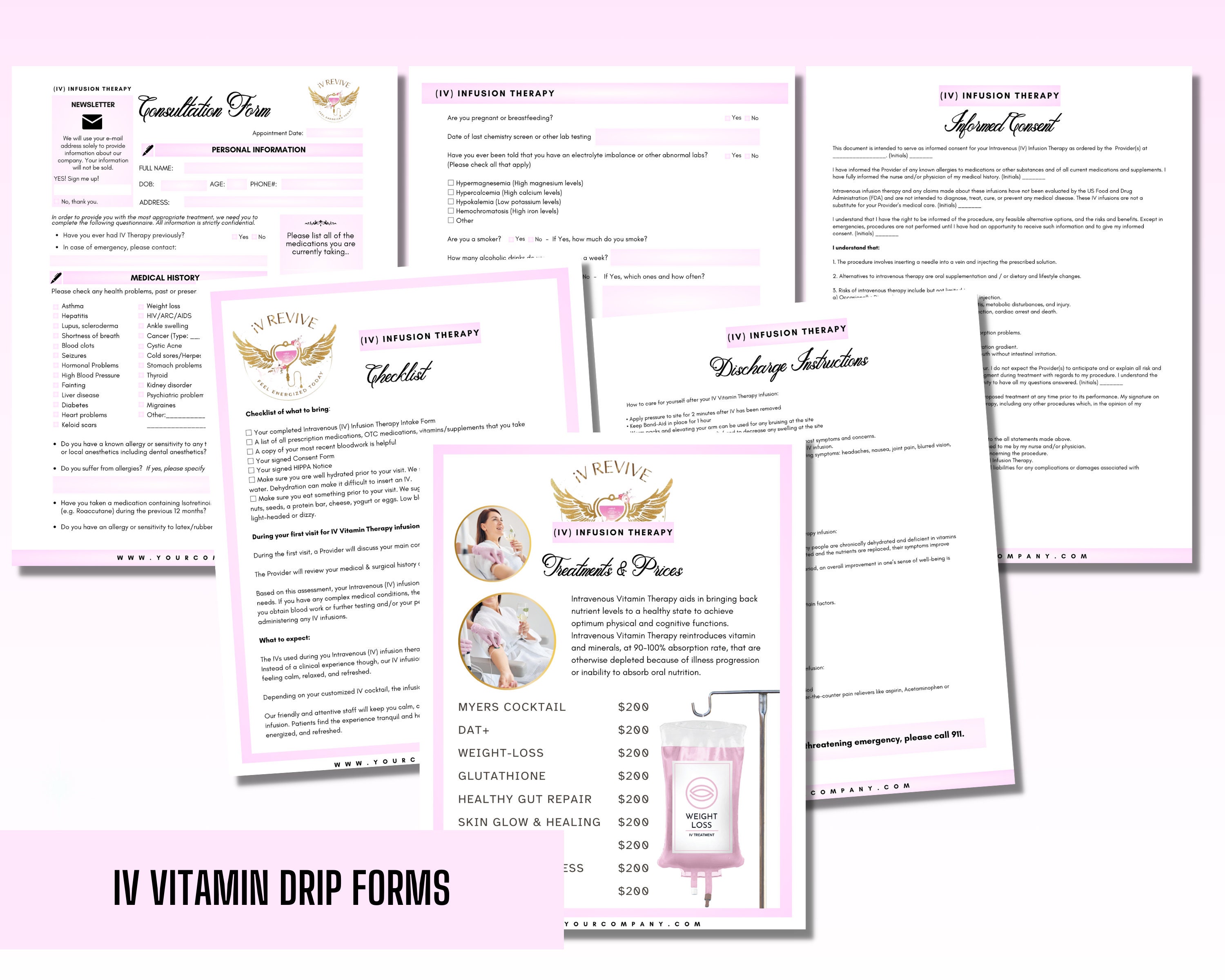 IV Vitamin Drip Forms, IV Nutrient Therapy Consent, Intravenous Vitamin ...