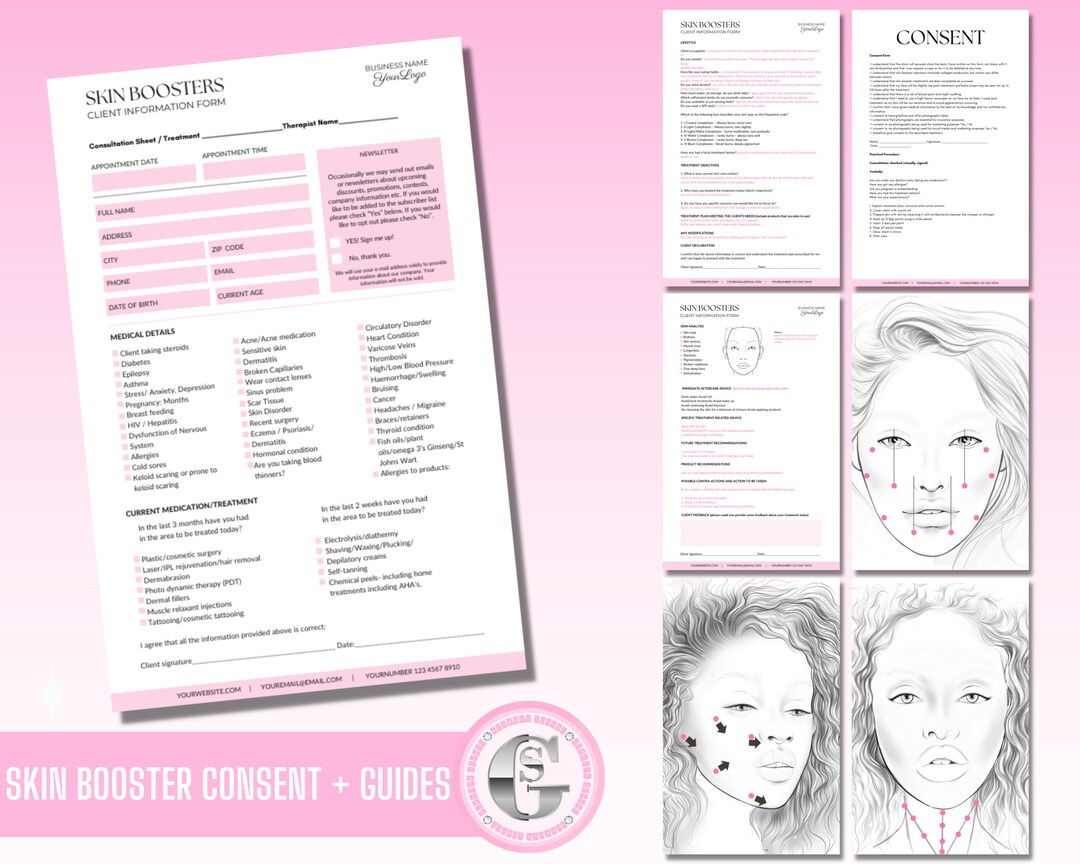 Skin Boosters Consent Forms, Mesotherapy Forms, Digital, Editable ...