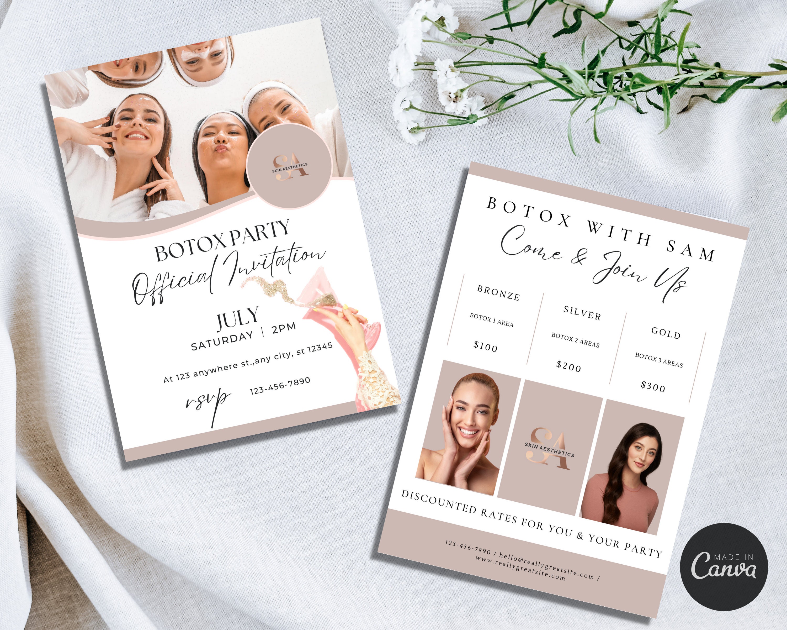 Editable Botox Party Invitation Template: Small Business Branding ...