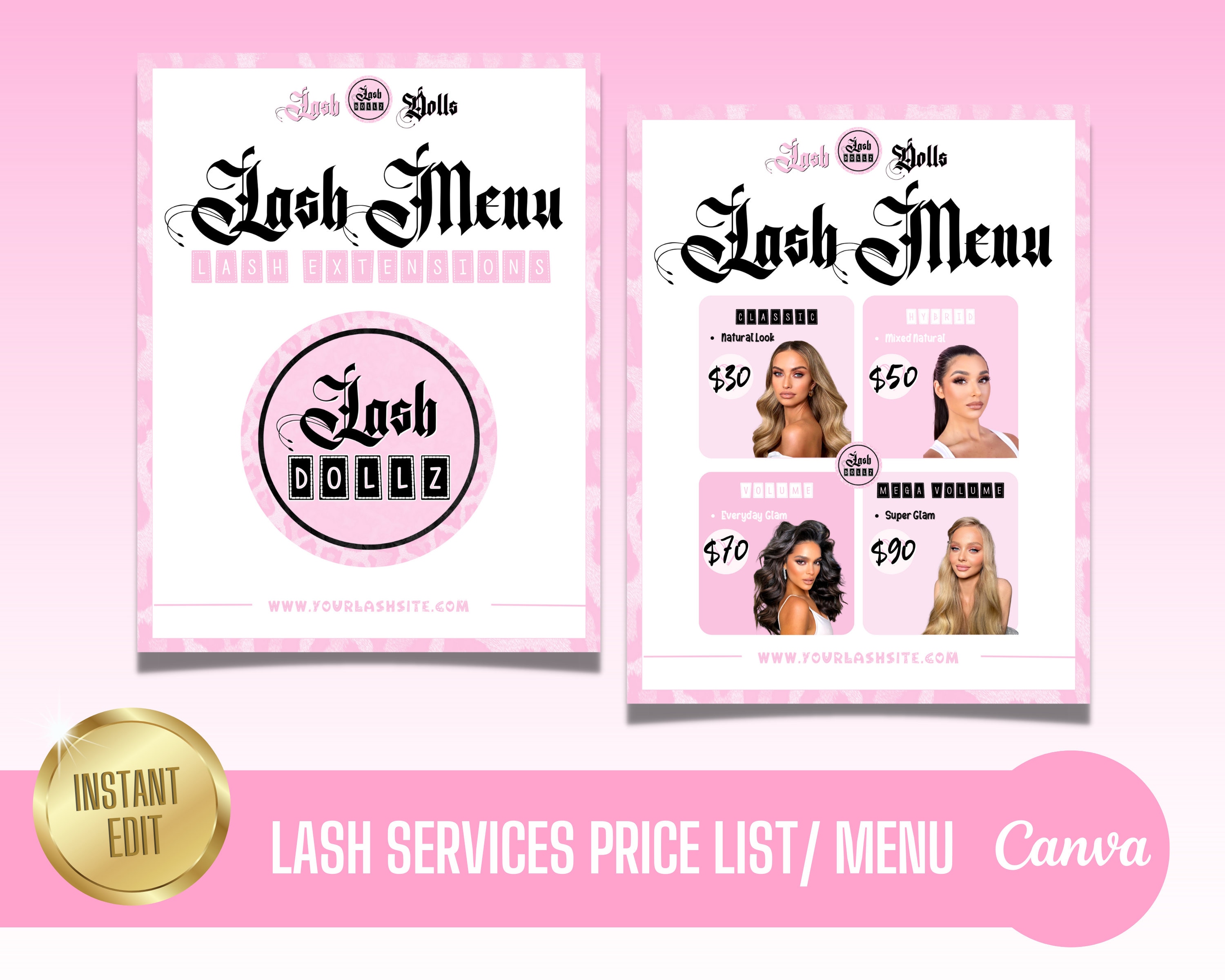 Lashes Menu, Extensions Tech Price List, Lash Tech Services, Y2K Flyer ...