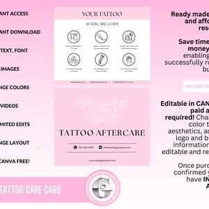 Tattoo Aftercare Cards, Boho Design, Tattoo Care, Tattooing Client ...