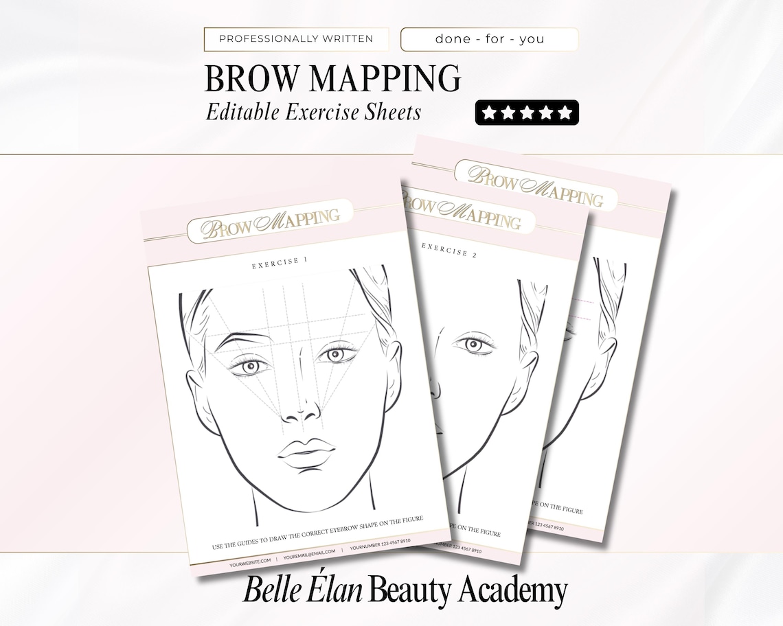 Brow Mapping Exercise Sheets: Printable Practice Templates (PDF ...