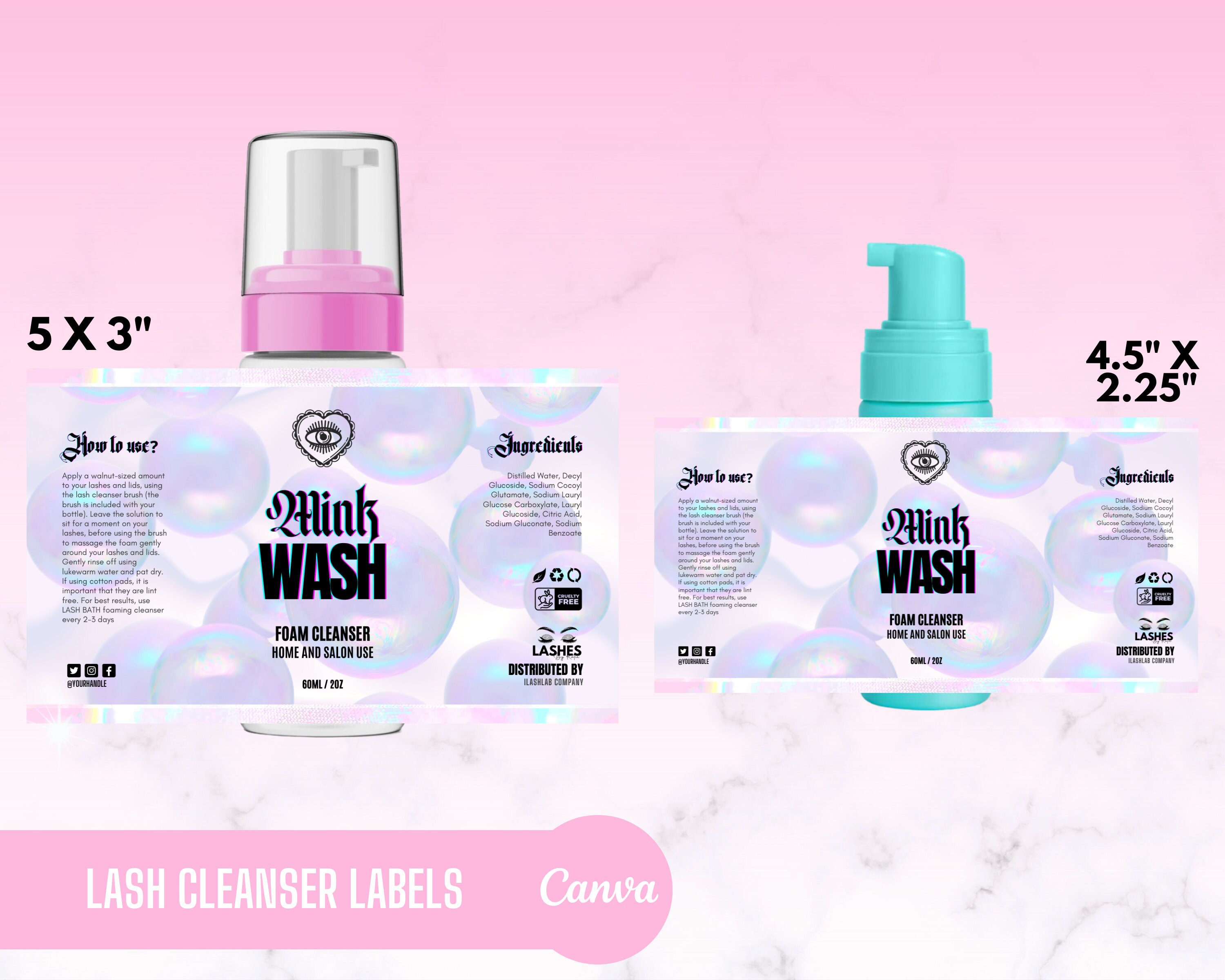 Lash Foam Labels, Lash Cleanser, DIY, Lash Shampoo Label, Lash Bath ...