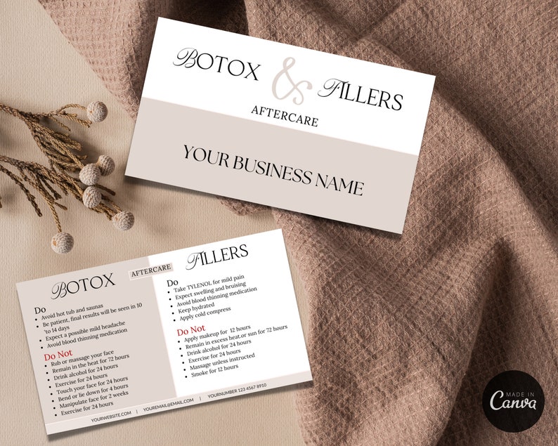Botox Informed Consent Forms & Aftercare Card, Editable Canva Templates ...