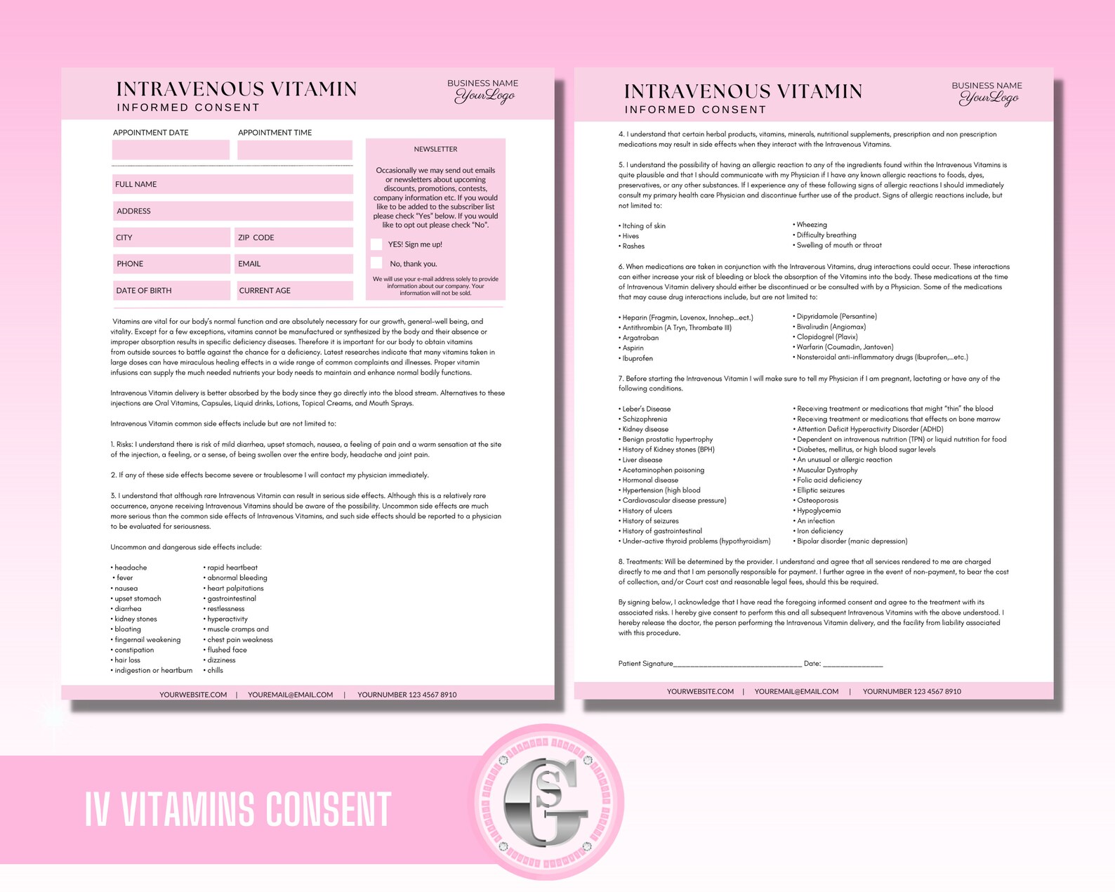 IV Vitamin Drip Consent Forms, Intravenous Vitamin Drip Consent Forms ...