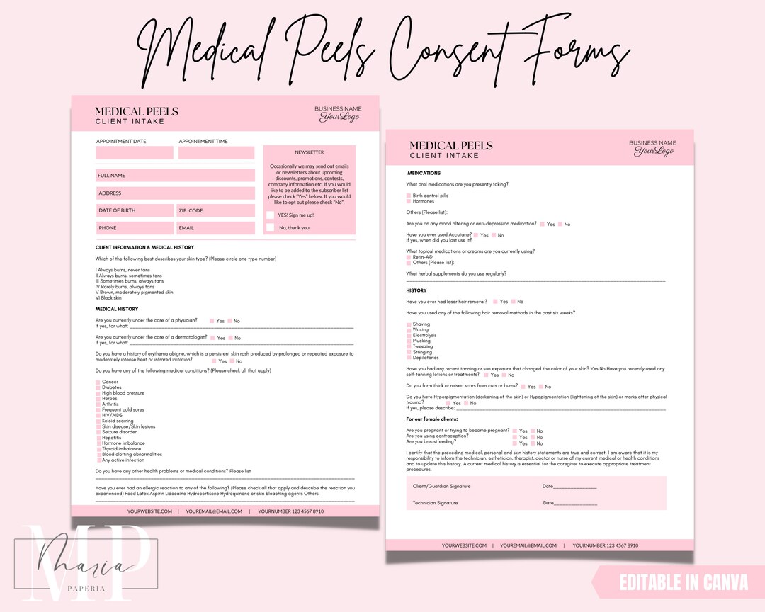Skin Peels Consent Forms Medical Peels Forms Chemical Peels - Etsy