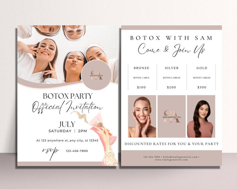 Editable Botox Party Invitation Template: Small Business Branding ...