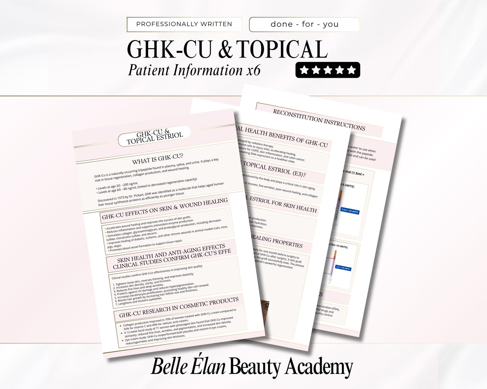 Editable Ghk-cu Peptide & Topical Estriol Forms: Medspa Templates ...