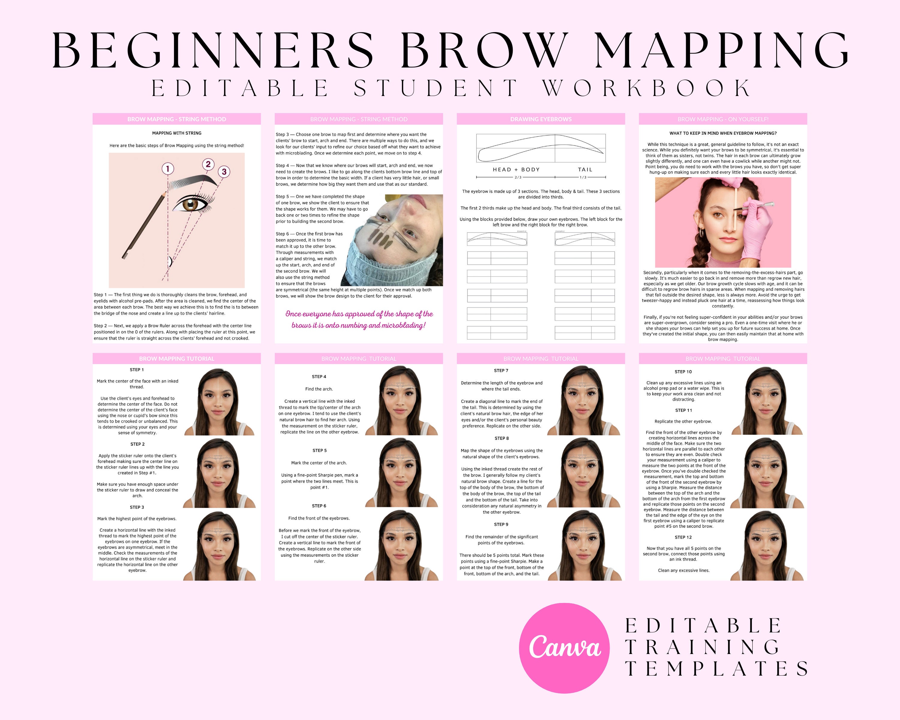 Brow Mapping Practice Workbook, Mapping Practice Course, Microblading Practice, PMU, Brow ...