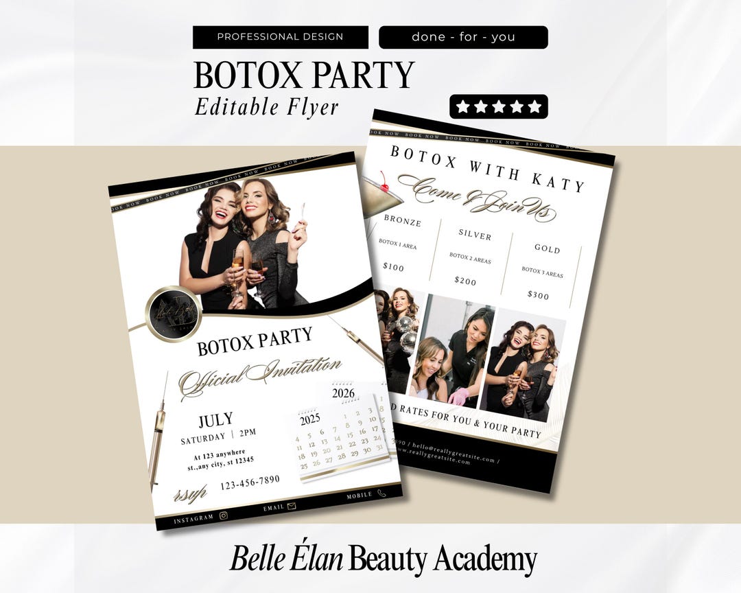 Botox Party Flyer, Botox Party Invitation, Small Business Aesthetics ...