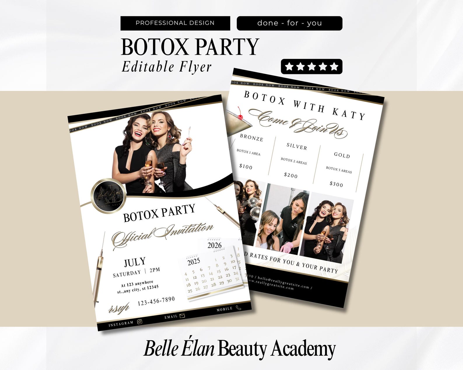 Botox Party Flyer, Botox Party Invitation, Small Business Aesthetics ...