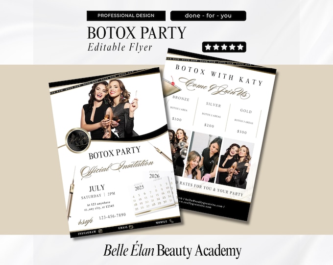 Botox Party Flyer, Botox Party Invitation, Small Business Aesthetics ...