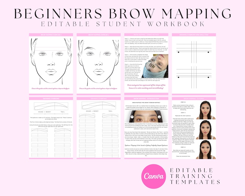 Brow Mapping Practice Workbook, Mapping Practice Course, Microblading Practice, PMU, Brow ...