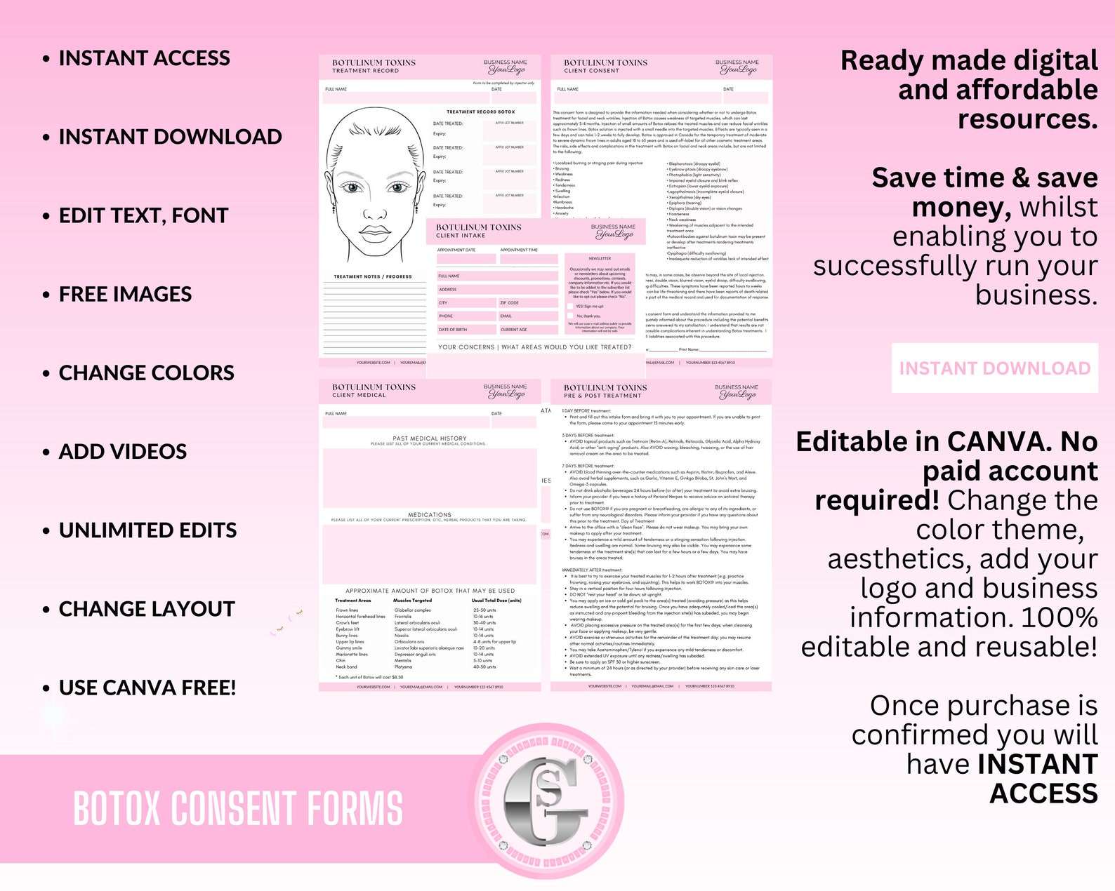Neurotoxins Botox Client Intake Pack, Botox Forms, Aesthetics Business ...