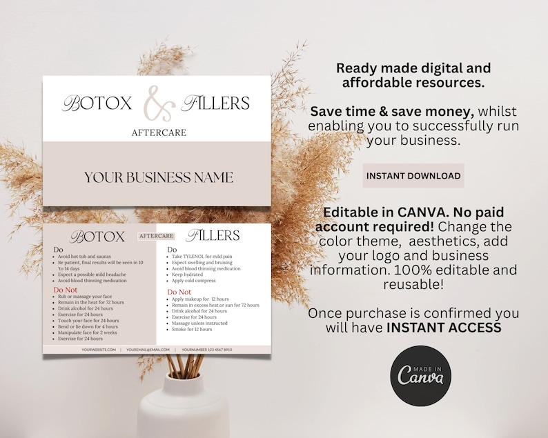 Botox Informed Consent Forms & Aftercare Card, Editable Canva Templates ...