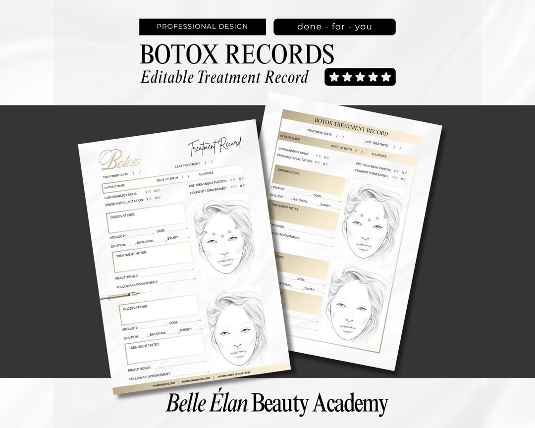 Botox Treatment Records, Botox Forms, Aesthetics Beauty Branding ...