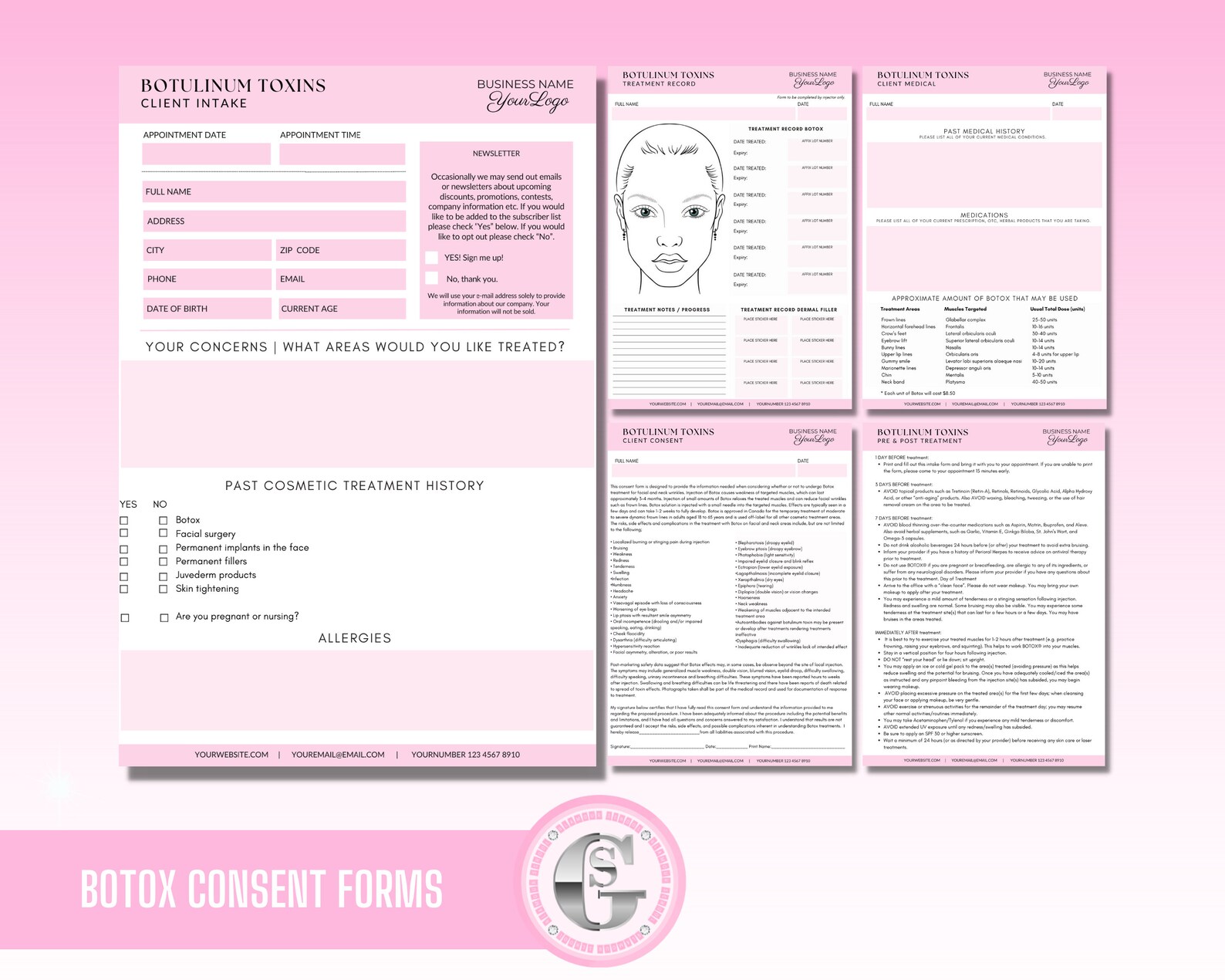 Neurotoxins Botox Client Intake Pack, Botox Forms, Aesthetics Business ...