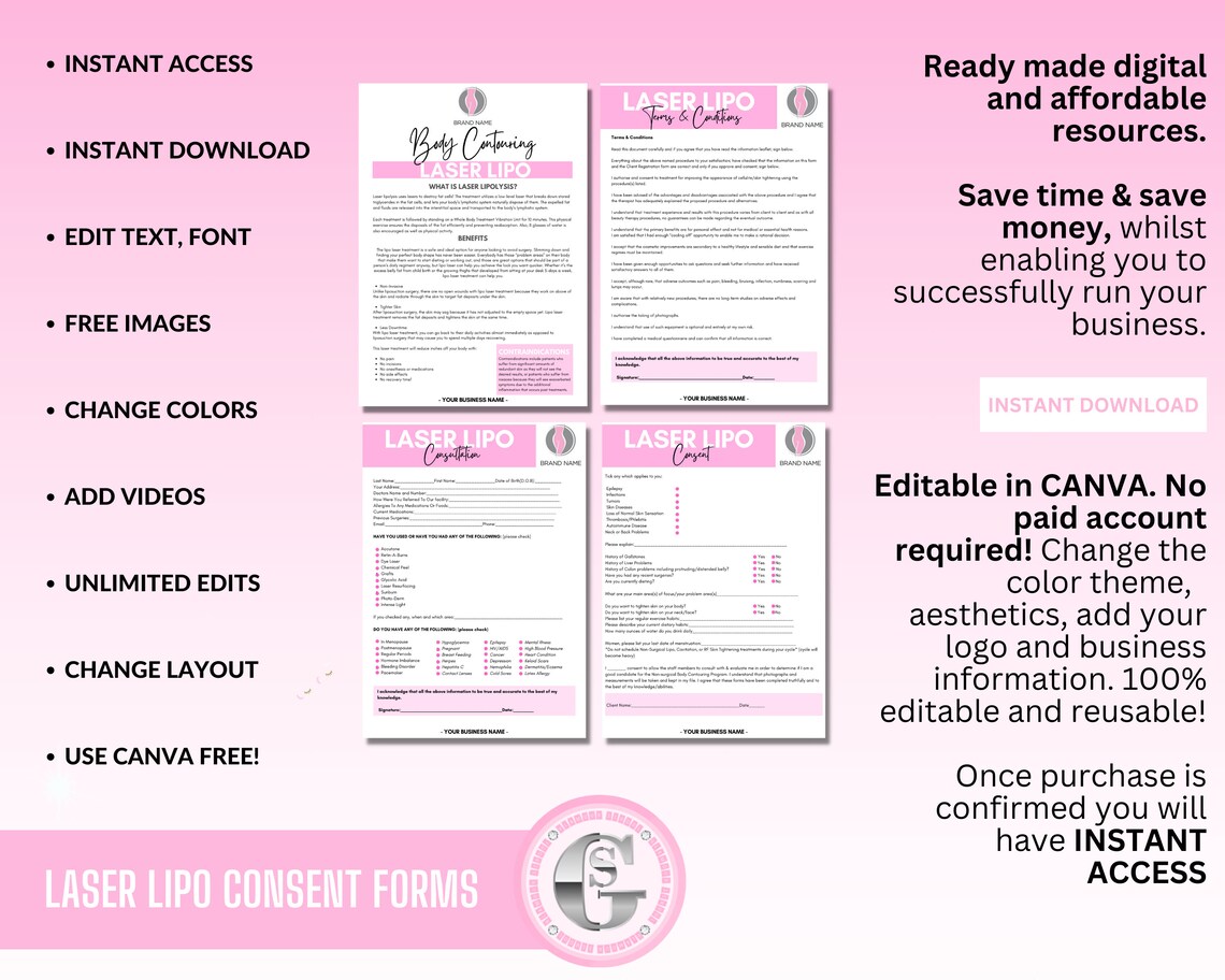 Laser Lipo EDITABLE Consent Forms, Bodyworkers Consent, Sculpting Form ...