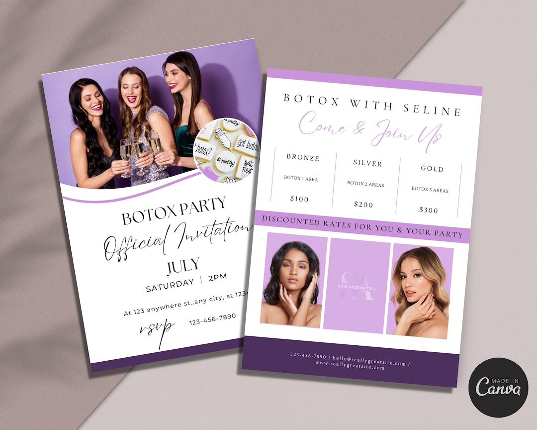 Botox Party Flyer Botox Party Invitation Small Business - Etsy