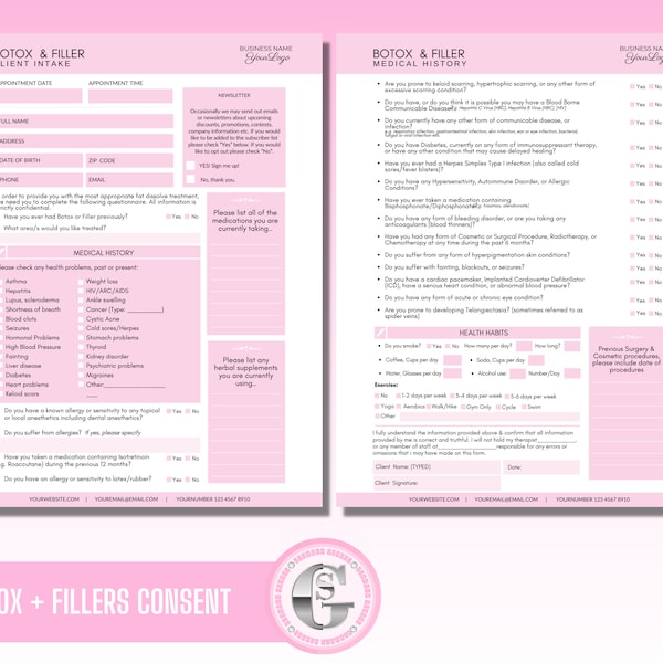 Medical Aesthetics Intake Form - Etsy
