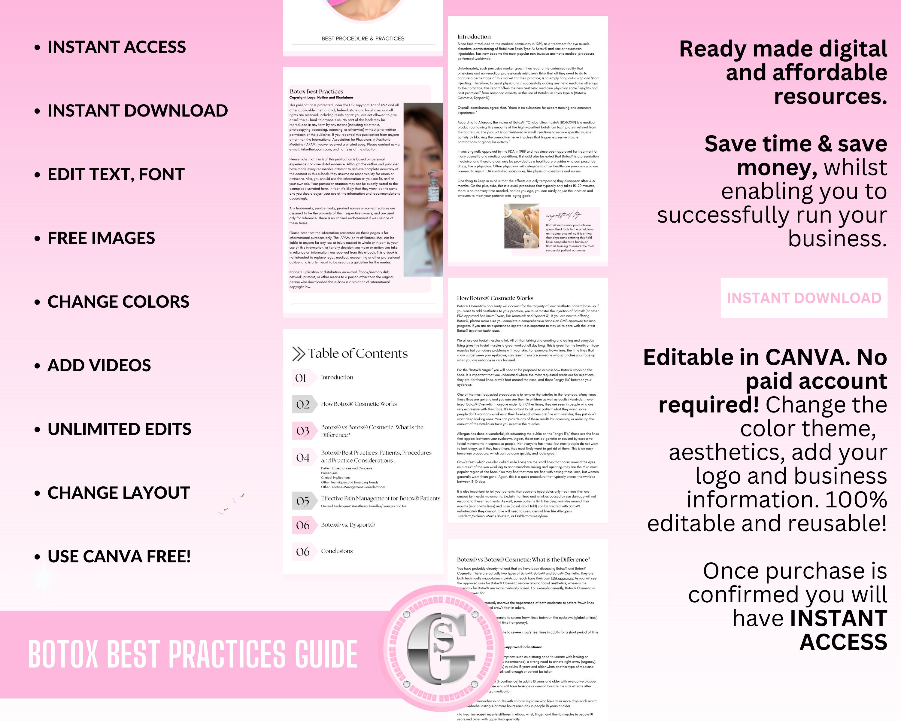Botox Guidelines Handbook, Medspa, Nurse Injector or Physician Handout ...