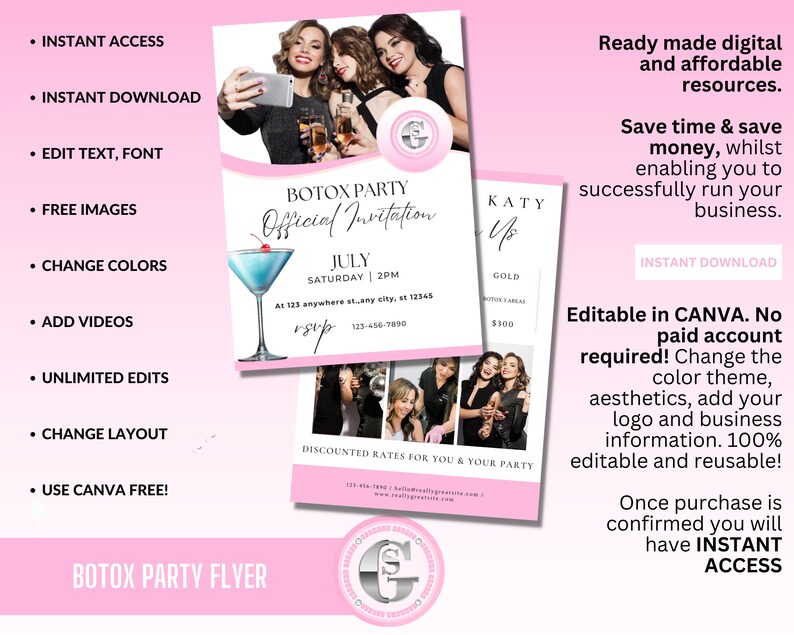 Botox Party Flyer, Botox Party Invitation, Small Business Beauty ...