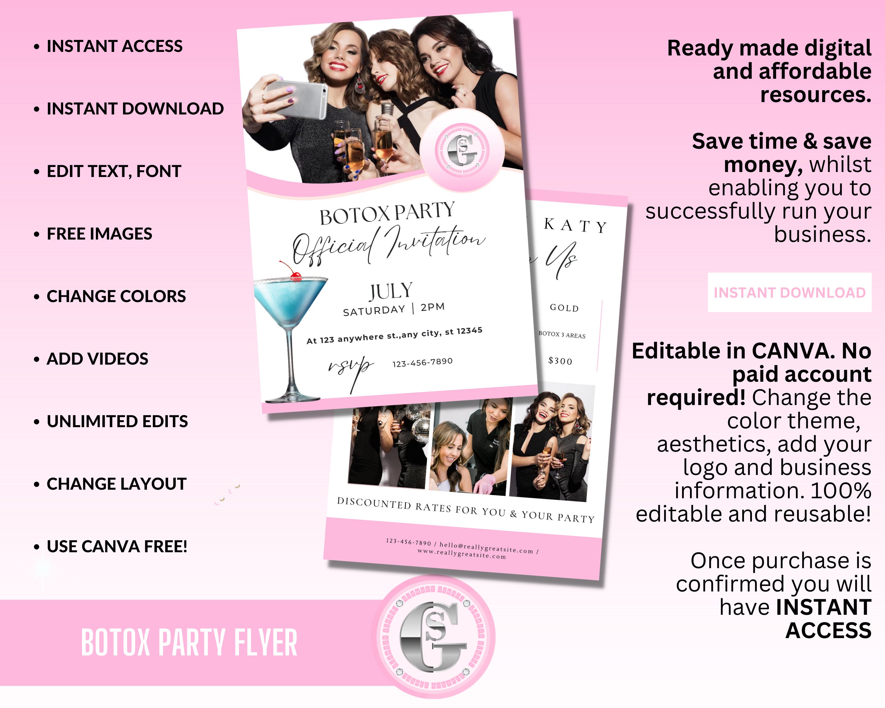 Botox Party Flyer, Botox Party Invitation, Small Business Beauty ...