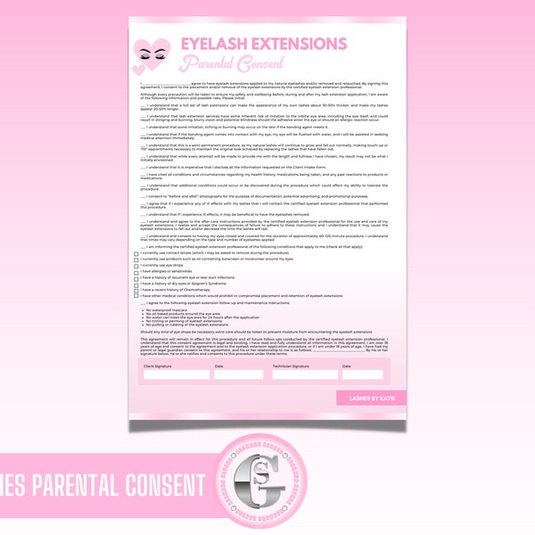 Lash Client Consent - Etsy