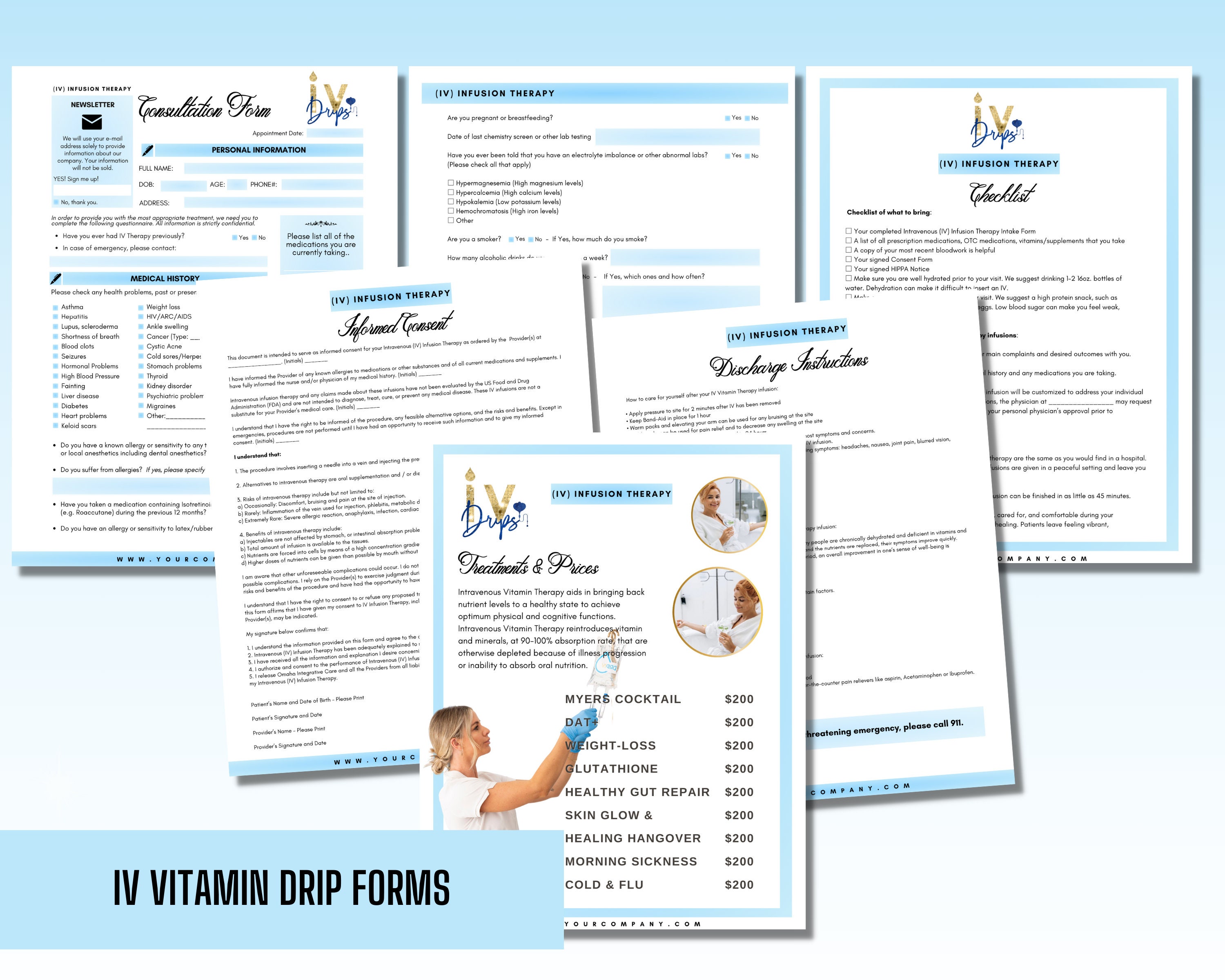 Vitamin Drip Forms, IV Nutrient Drip, IV Vitamin Therapy,intravenous ...