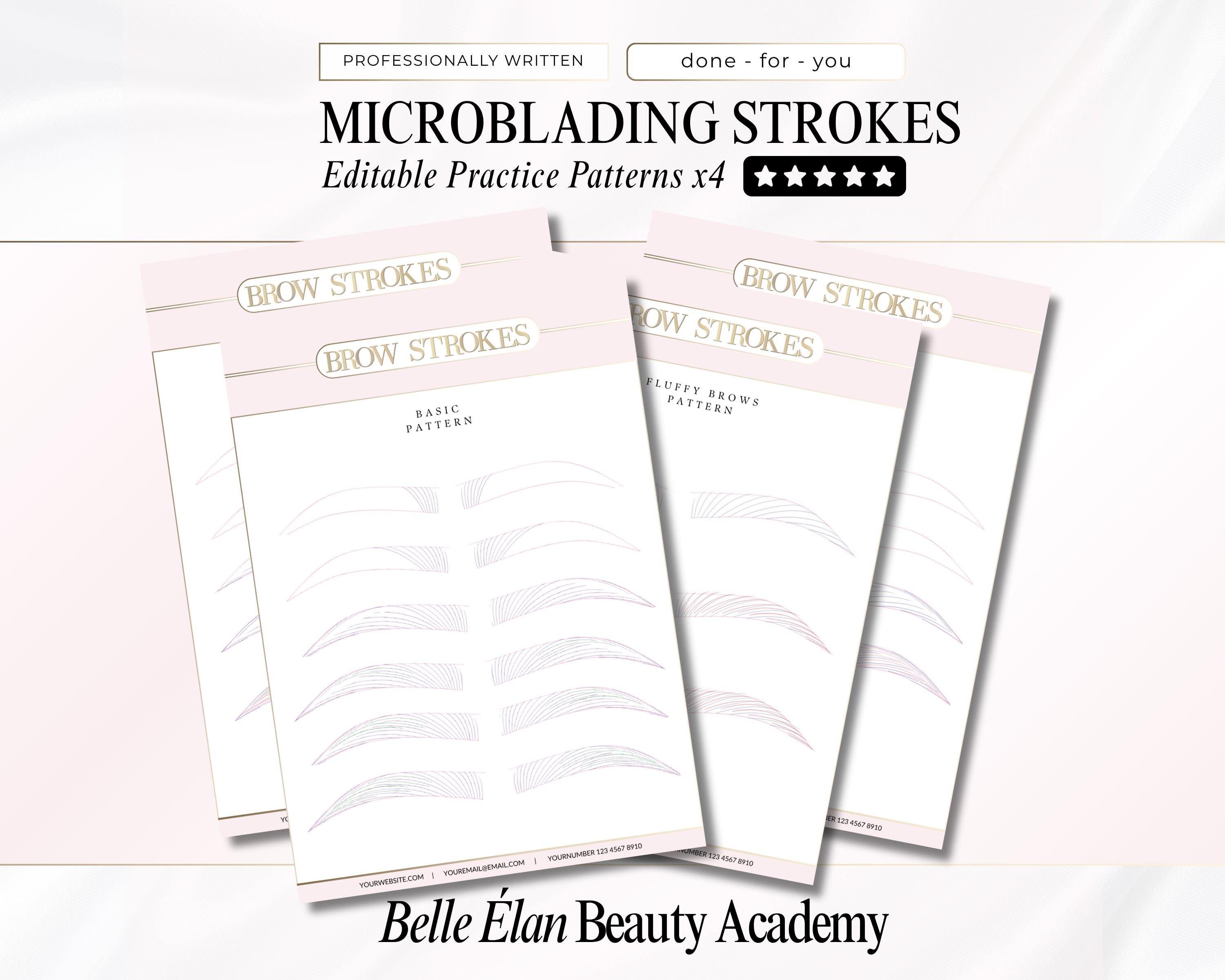 Microblading Hair Strokes Practice Sheets, Fluffy Brows, Basic ...