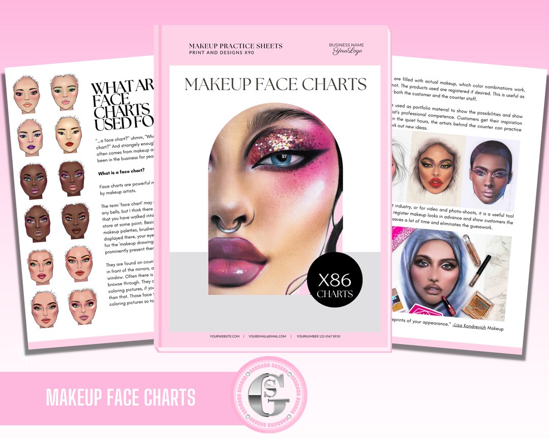 Makeup Artist Face Charts, Printable, PDF Ebook, MUA Tools, Makeup Drawing, Makeup Prints ...