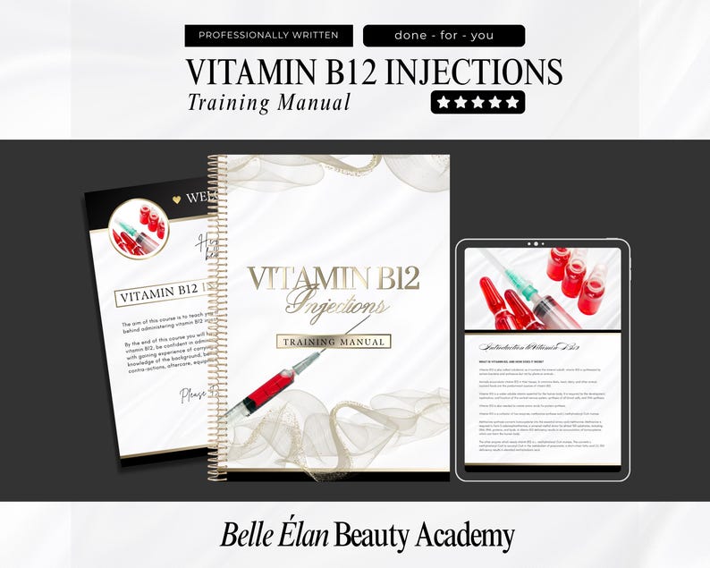 Vitamin B12 Injection Training Manual: IM + Sub Q, Canva Template (60 ...