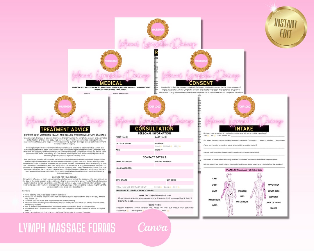 Lymphatic Drainage Massage, Consent Forms, MLD, Bodyworker Documents ...