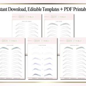 Microblading Brow Practice Sheets: Spine Strokes Pattern (PDF Print ...