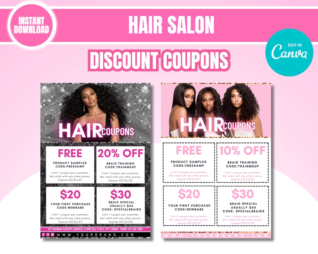 Hair Salon Discount Coupons, Hair Extensions, Wig Offers (edit in Canva ...