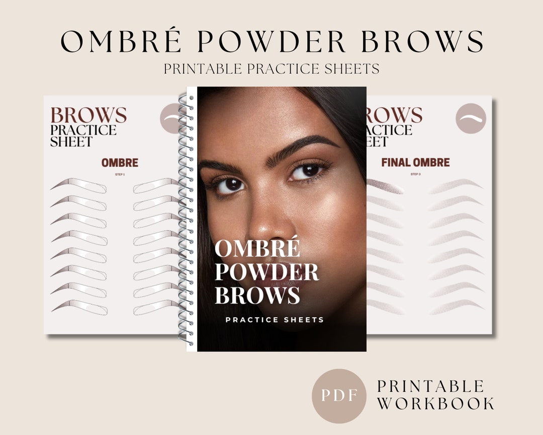 Ombre Powder Brow Practice Sheets, PMU Shading Guide, Printable ...