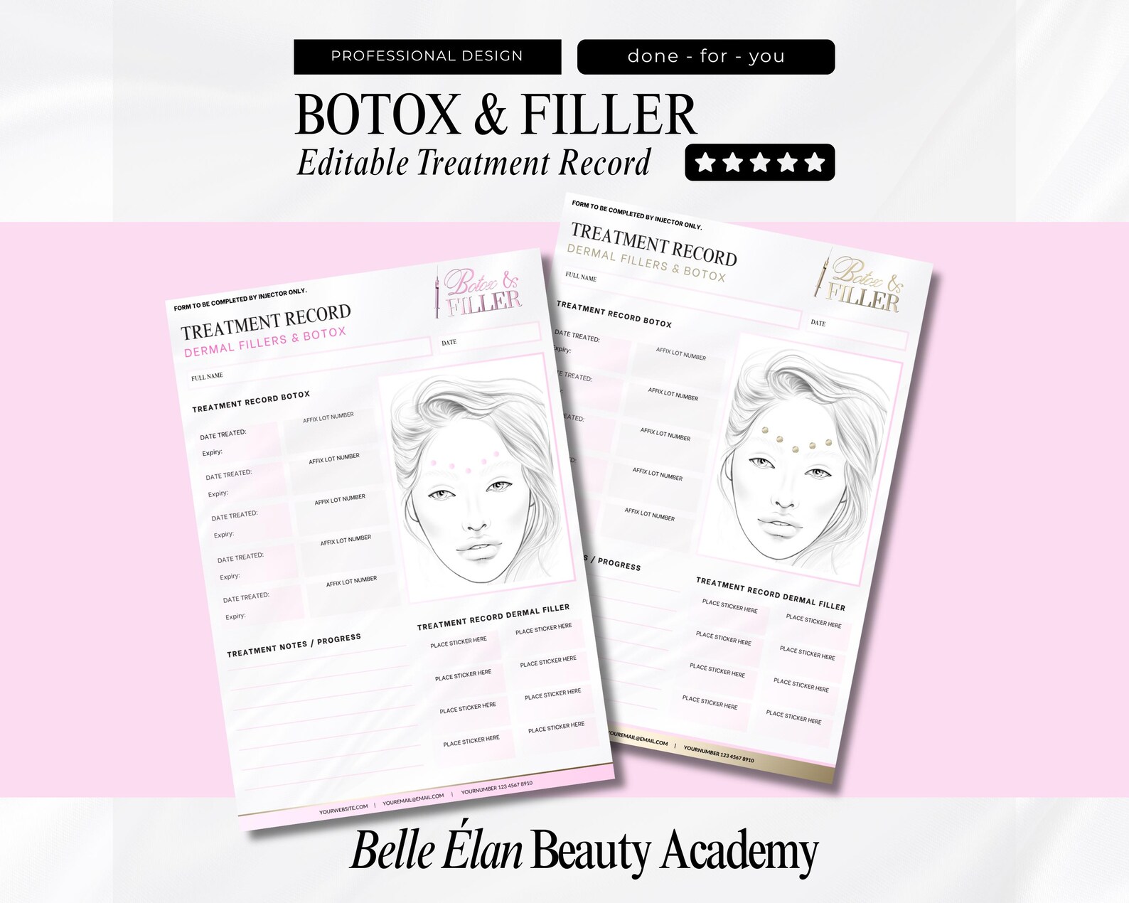 Nurse Injector Client Treatment Record, Botox Forms, Dermal Filler ...