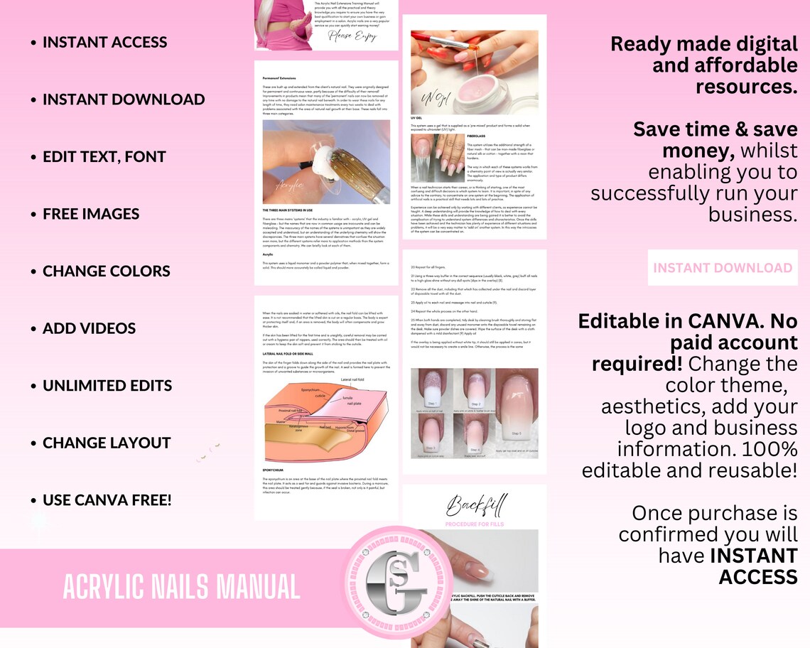 Acrylic Nails Training Manual, Editable Training Manual, Edit in Canva ...
